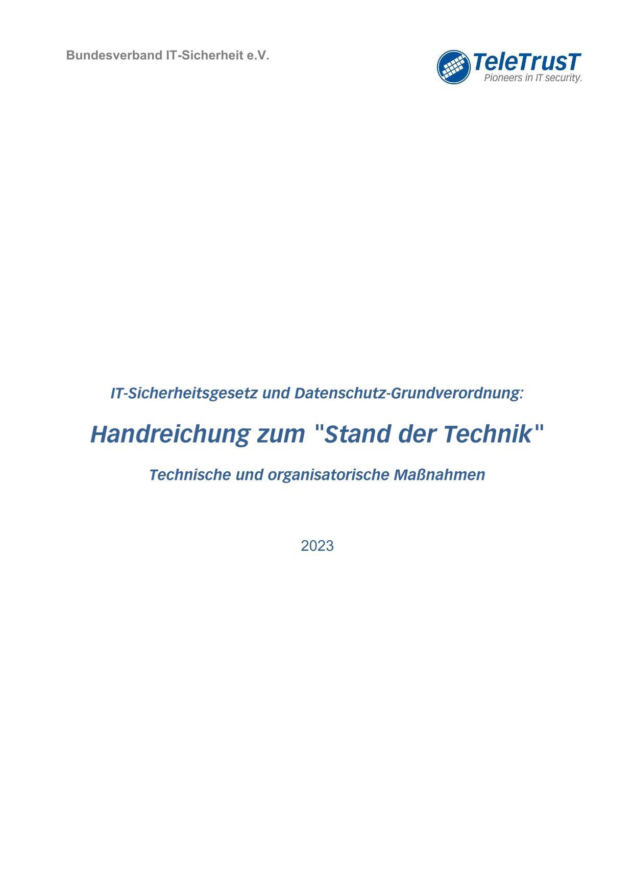 TeleTrusT-Handreichung: Stand der Technik in der IT-Sicherheit