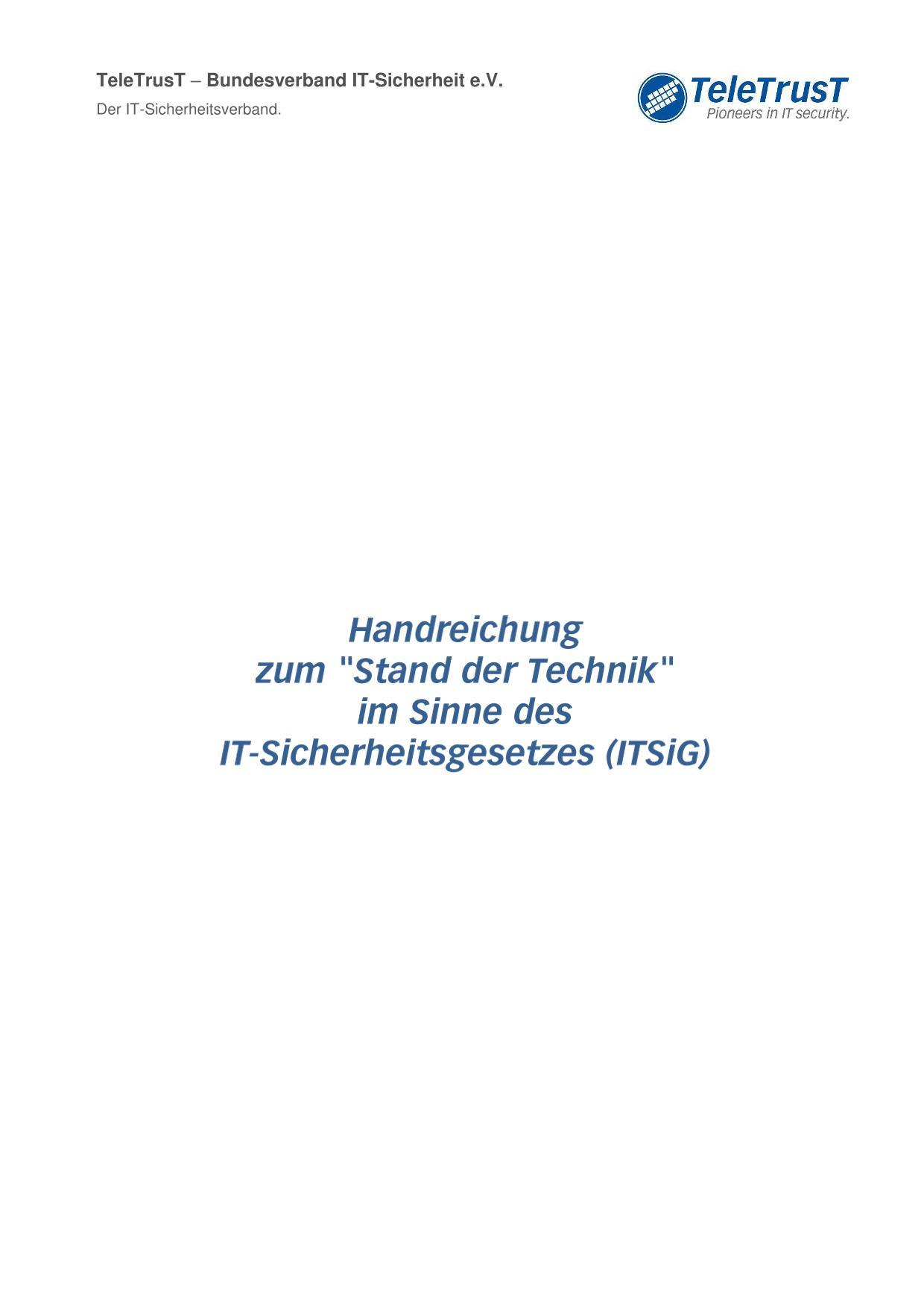 Stand der Technik im Sinne des IT-Sicherheitsgesetzes 2016